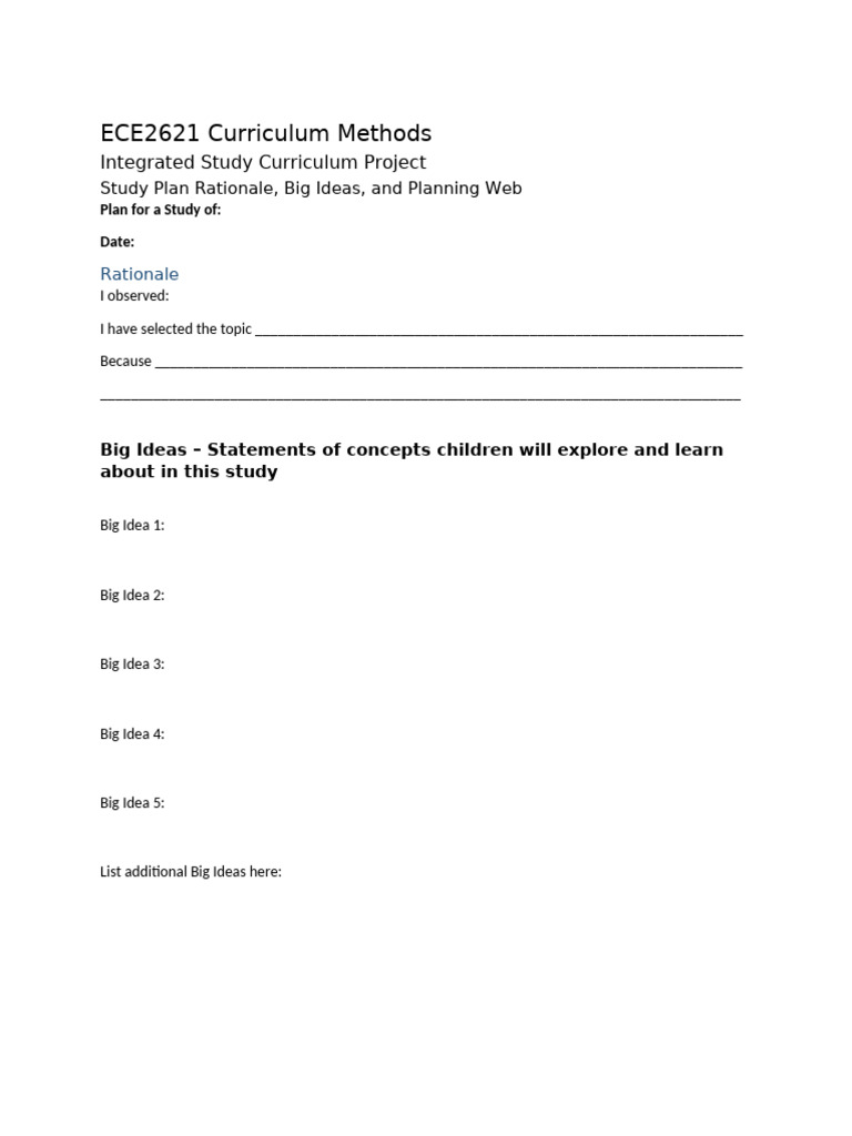 Integrated Study Curriculum Project Guide | PDF