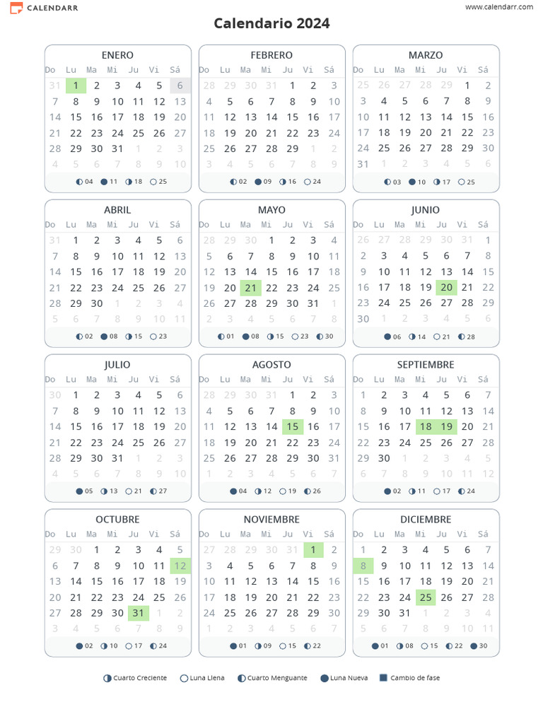Calendario 2024 para Imprimir - Calendarr | PDF | Observancias