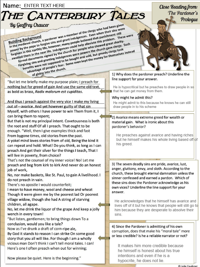 Stevin Thondyil - Canterbury's Pardoner's Tale | PDF | Greed