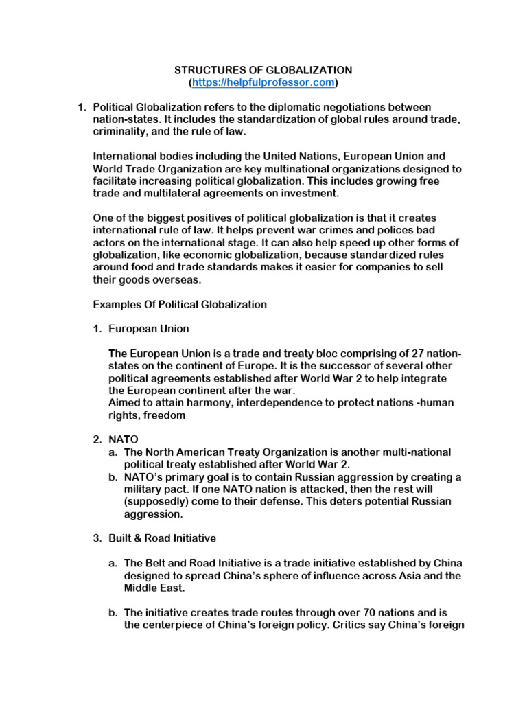 Structures of Globalization Explained | PDF | Chlorofluorocarbon | Globalization