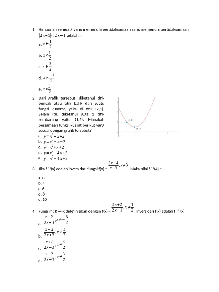 Himpunan Semua X Yang Memenuhi Pertidaksamaan Yang Memenuhi Pertidaksamaan 2x | PDF