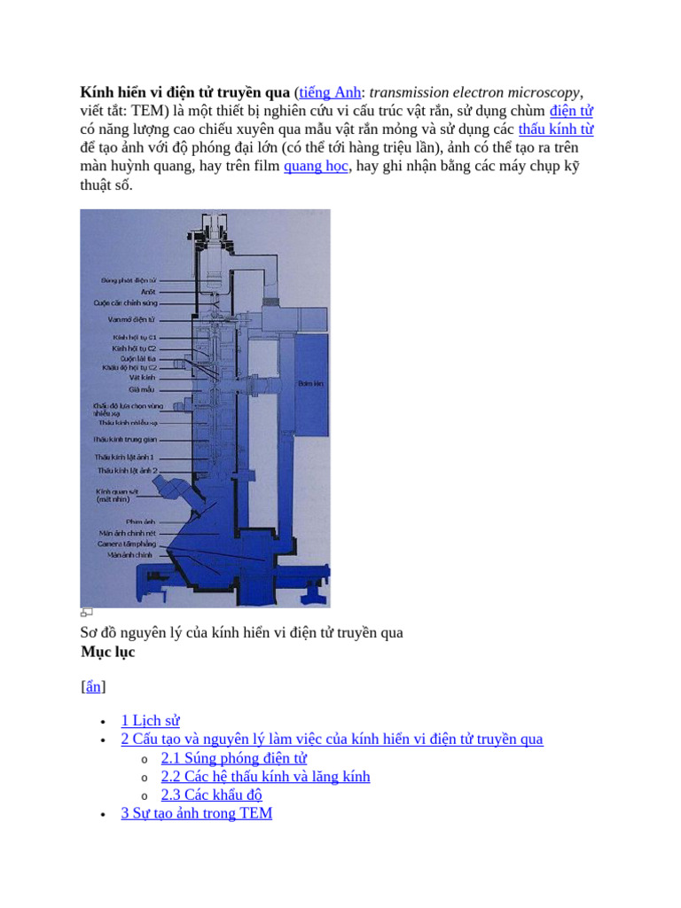Kính hiển vi điện tử truyền qua | PDF