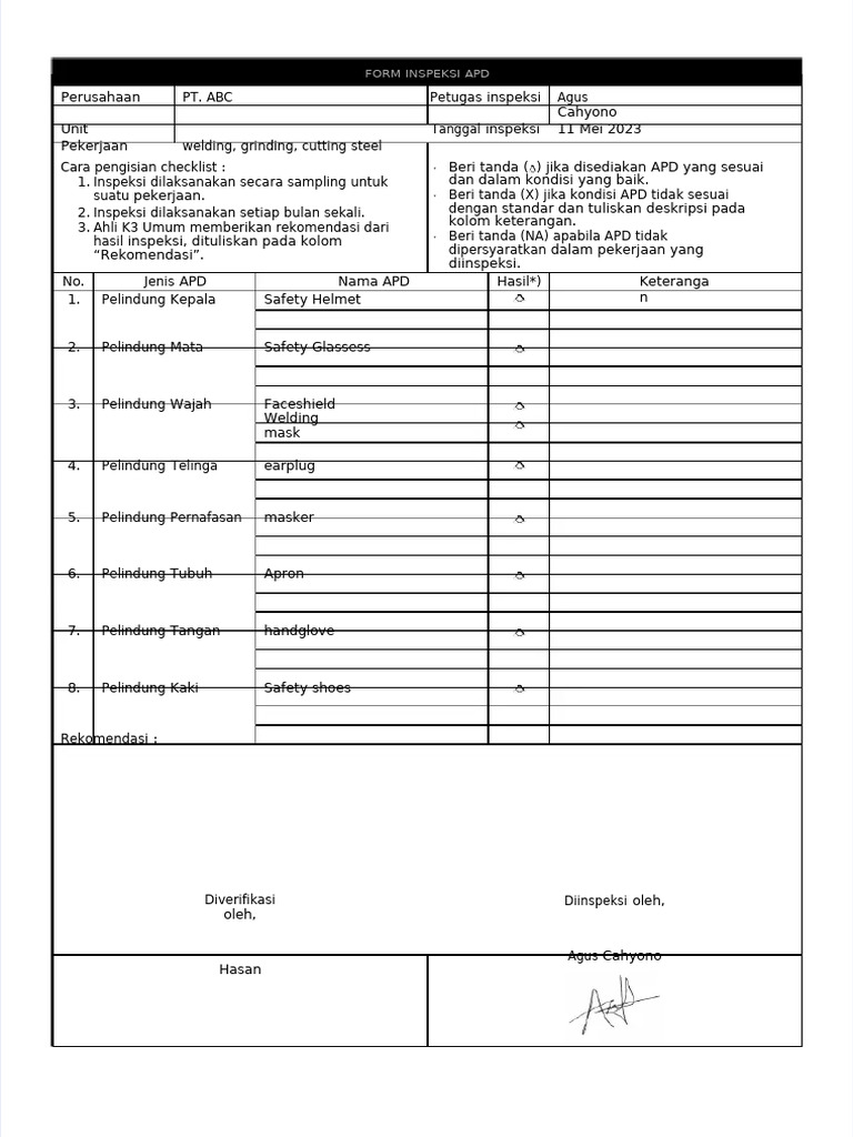 pdf-form-inspeksi-apd | PDF