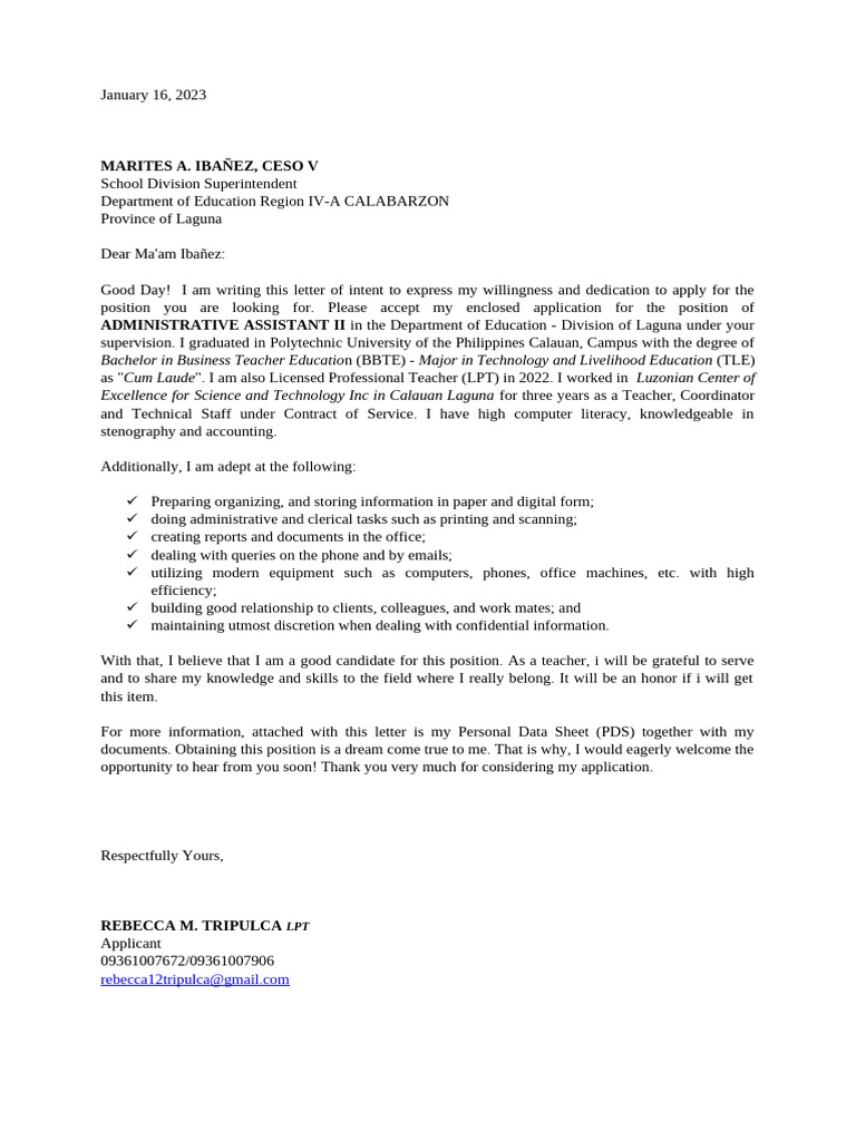 Application Letter | PDF