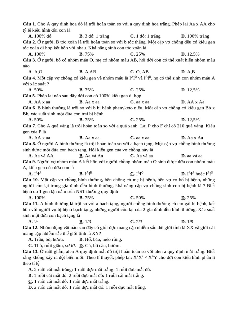KT ÔN TẬP K12 HK1 - ĐA | PDF