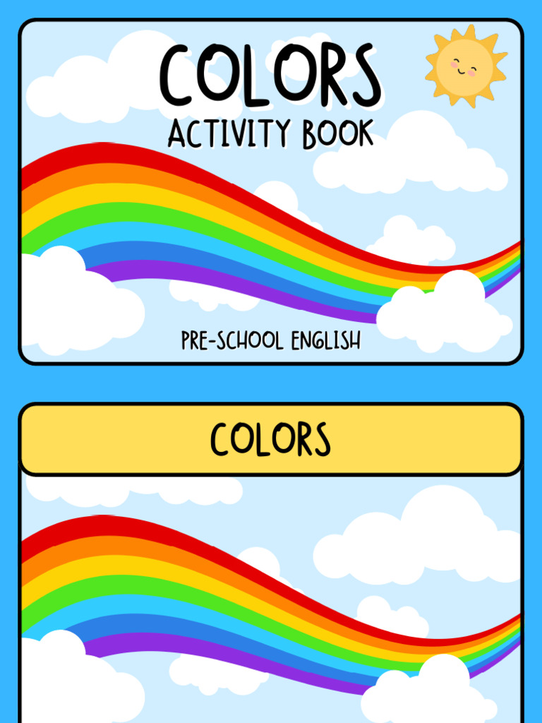 Colors English Activity Book For Pre-School in Blue Cute Style | PDF