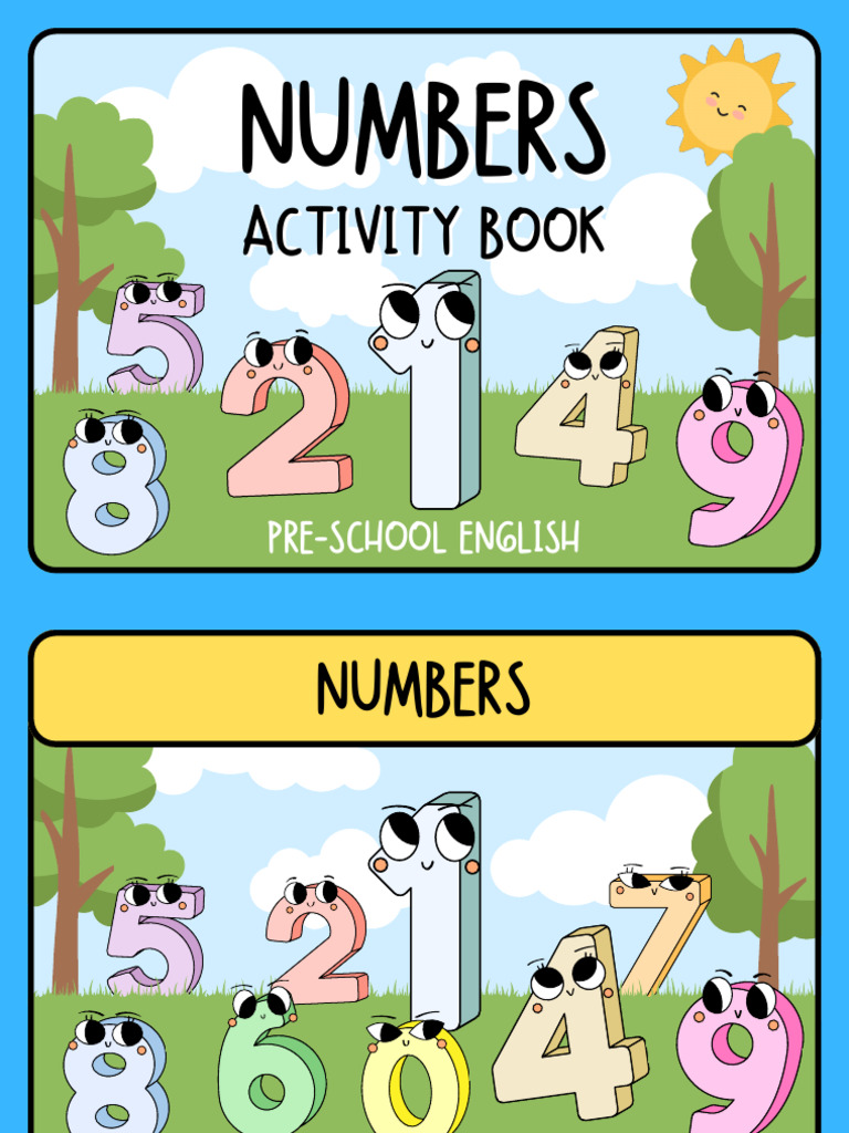 Numbers Activity Book for Pre-School in Blue Cute Style | PDF