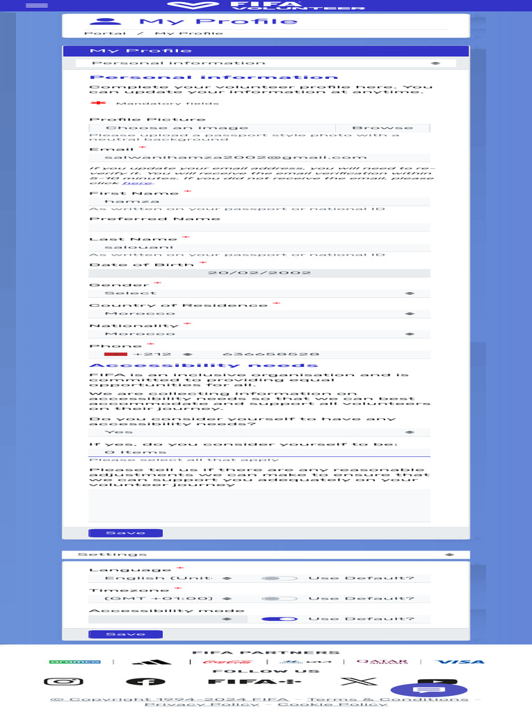 FIFA Volunteer Profile Management | PDF