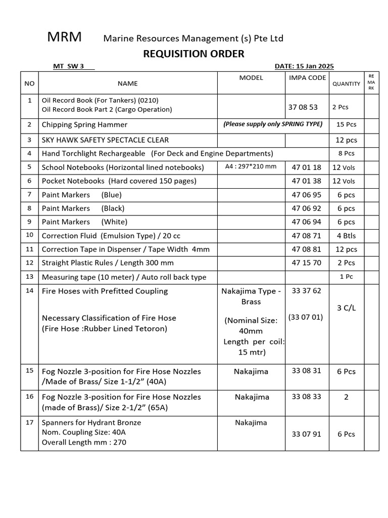 2025 Jan Requisition SW 3 | PDF