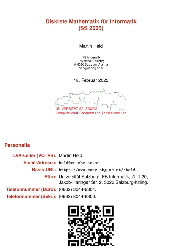 Held M. Discrete Mathematics for Computer Science 2025 | PDF | Discrete Mathematics | Combinatorics