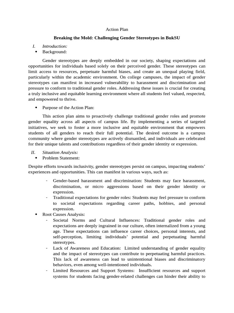 Gender and Society Action Plan | PDF | Gender Role | Gender