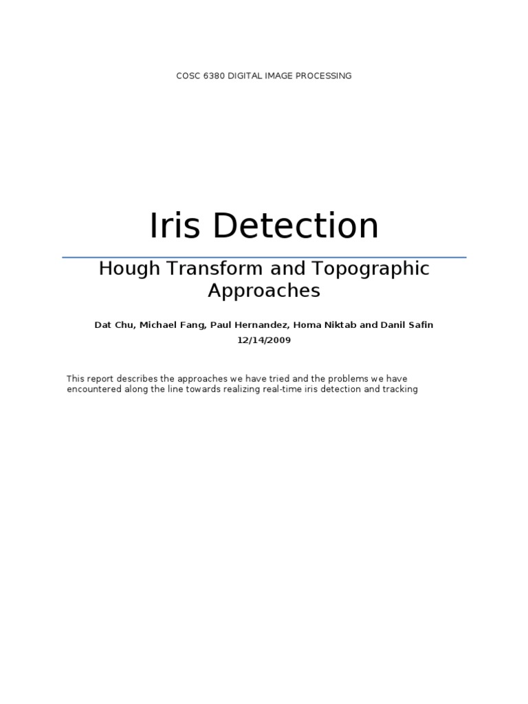 Iris Detection: Hough Transform and Topographic Approaches | PDF | Support Vector Machine ...
