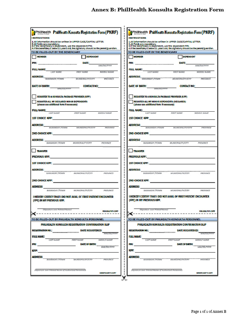 AnnexB PhilHealthKonsultaRegistrationForm | PDF