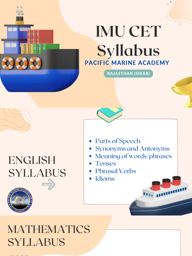 Imu Cet Syllabus by Pacific Marine Academy | PDF | Chemistry | Electromagnetic Radiation