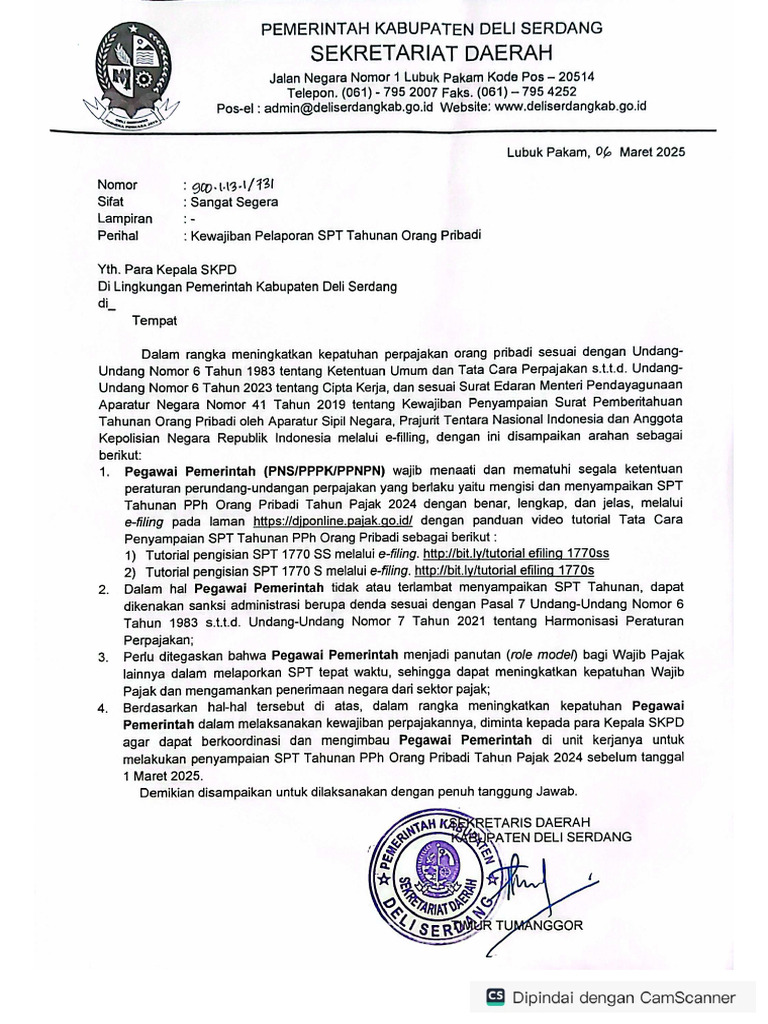 KEWAJIBAN PELAPORAN SPT TAHUNAN ORANG PRIBADI | PDF