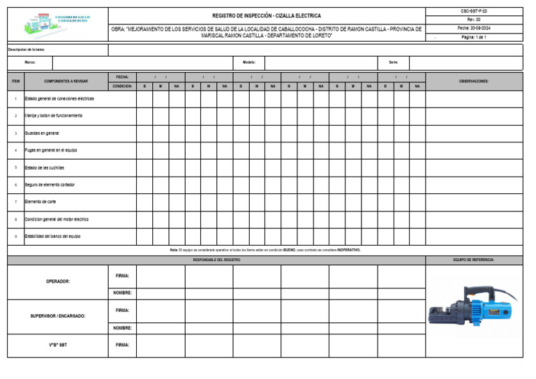 CSC-SST-F-20 - Check List Cizalla Electrica | PDF