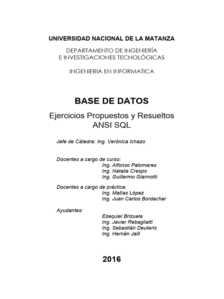 Ejercicios resueltos | PDF | SQL | Paradigmas de programación