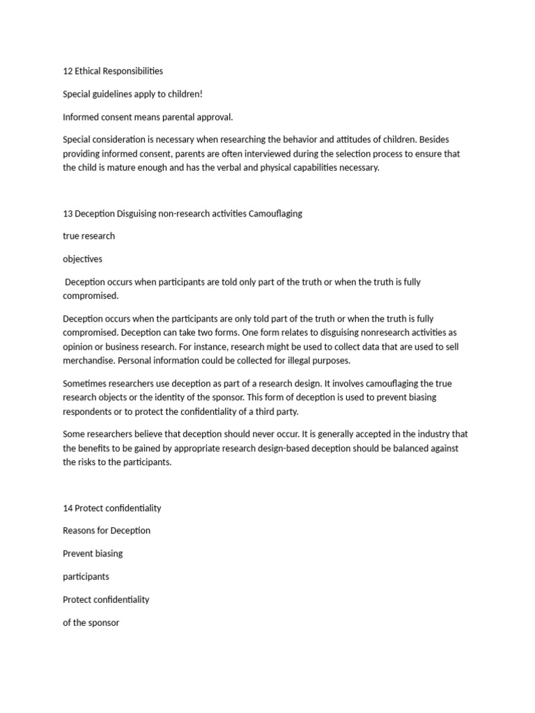 12 Ethical Responsibilities | PDF | Deception | Informed Consent