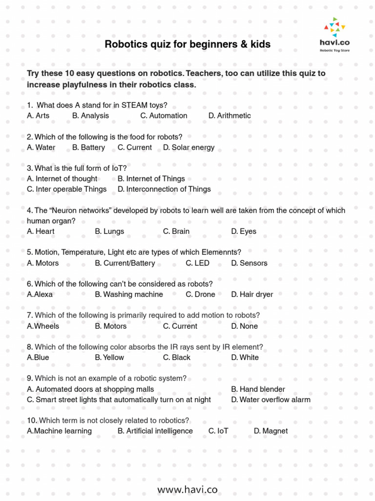 Robotics Quiz Questions With Answers | PDF