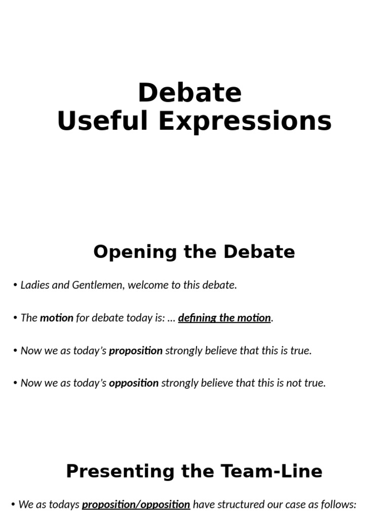 Debate Useful Expressions | PDF | Argument | Reason