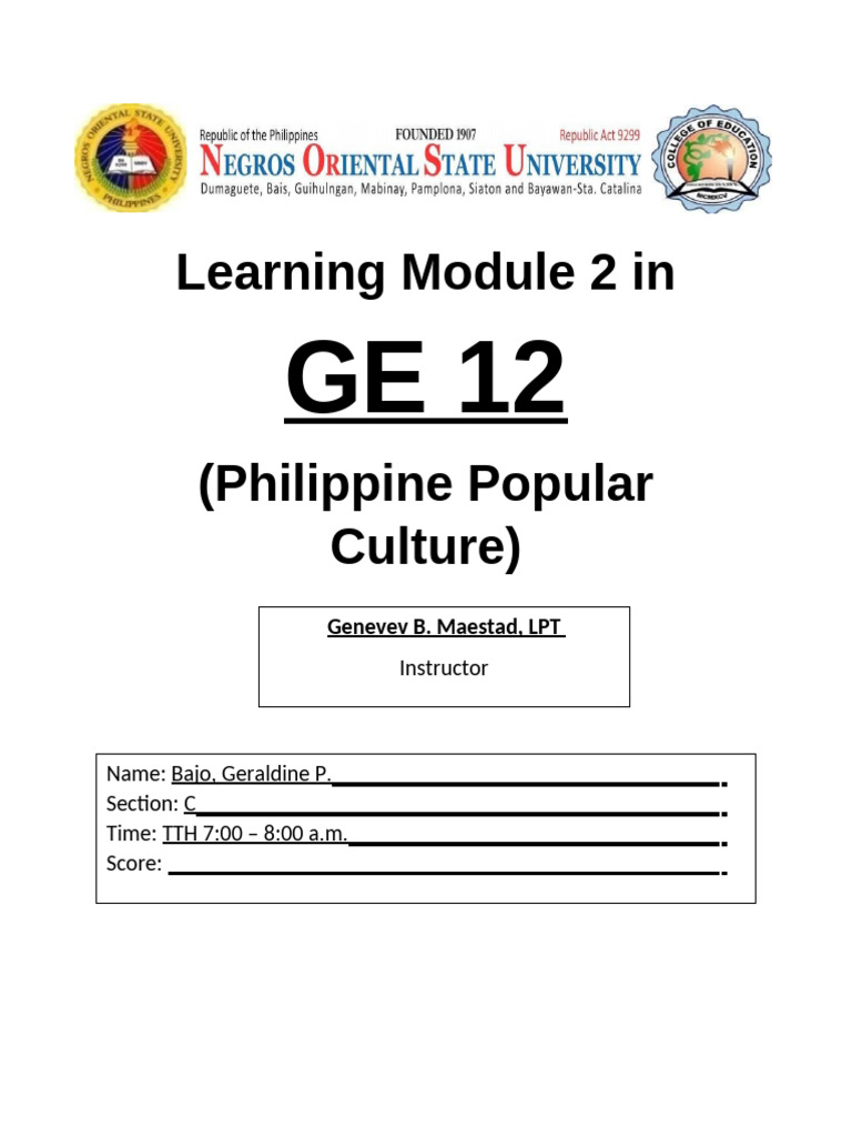Ge 12 Module 2 Answer | PDF
