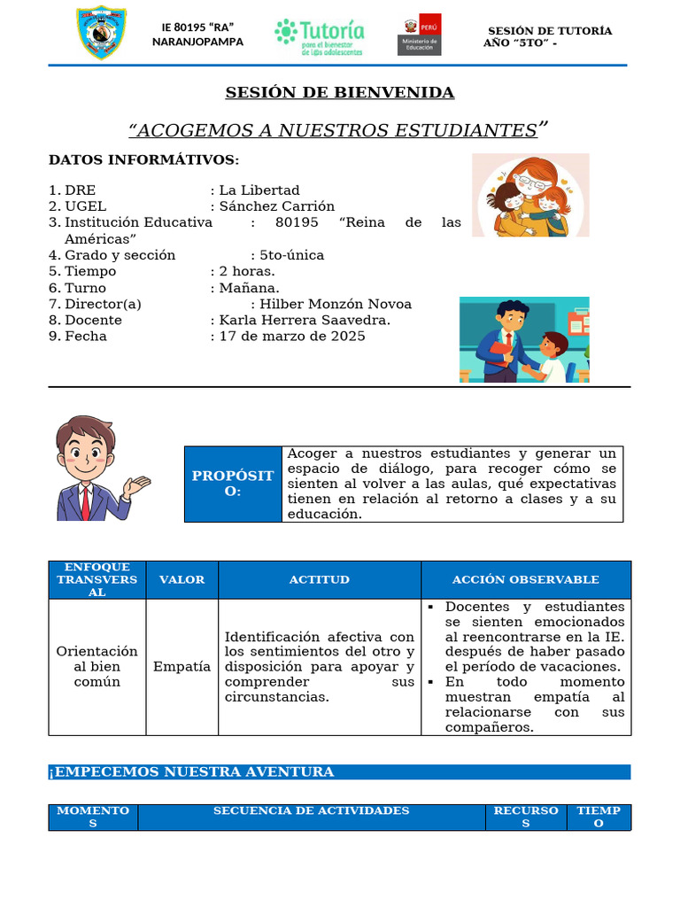 Sesión de Bienvenida Al Año Escolar 2025 | PDF | Verdad