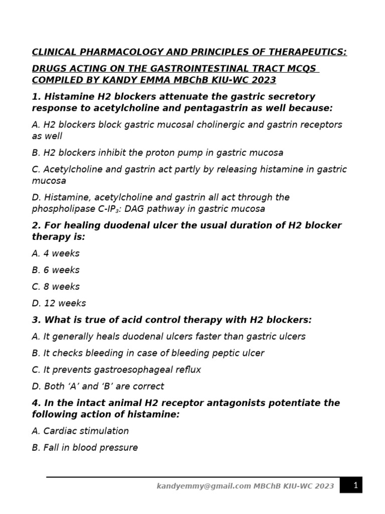 G.I.T Pham MCQS @ KANDY EMMA 2023 | PDF | Diarrhea | Gastroesophageal Reflux Disease