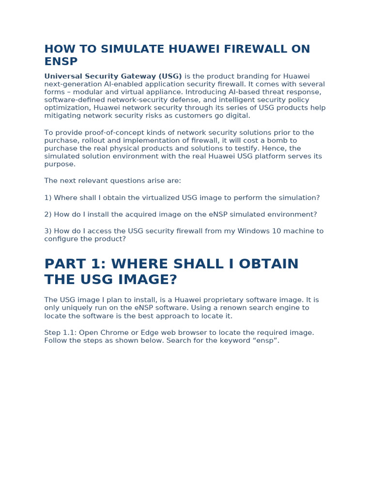 How To Simulate Huawei Firewall On Ensp | PDF | Ip Address | Windows 10