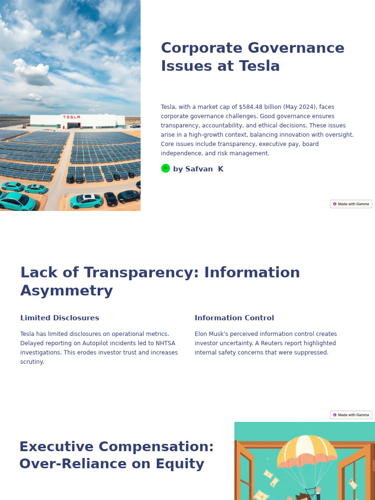 Tesla's Corporate Governance Challenges | PDF | Executive Compensation ...