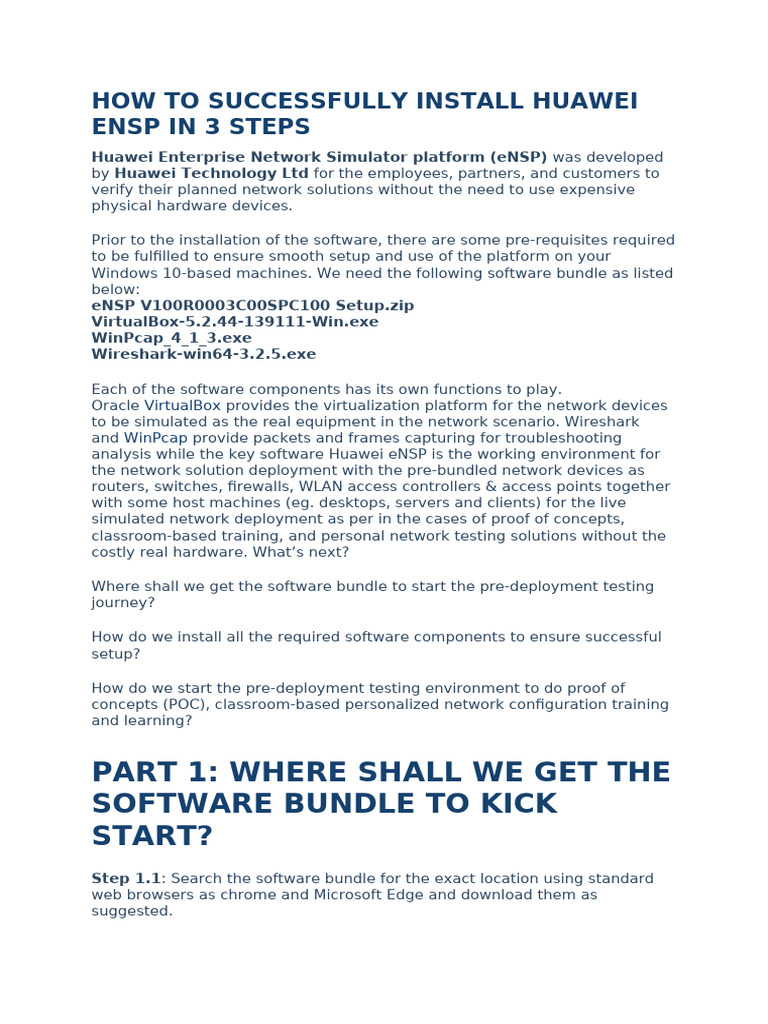 How To Successfully Install Huawei Ensp in 3 Steps | PDF | Computer Network | Bios