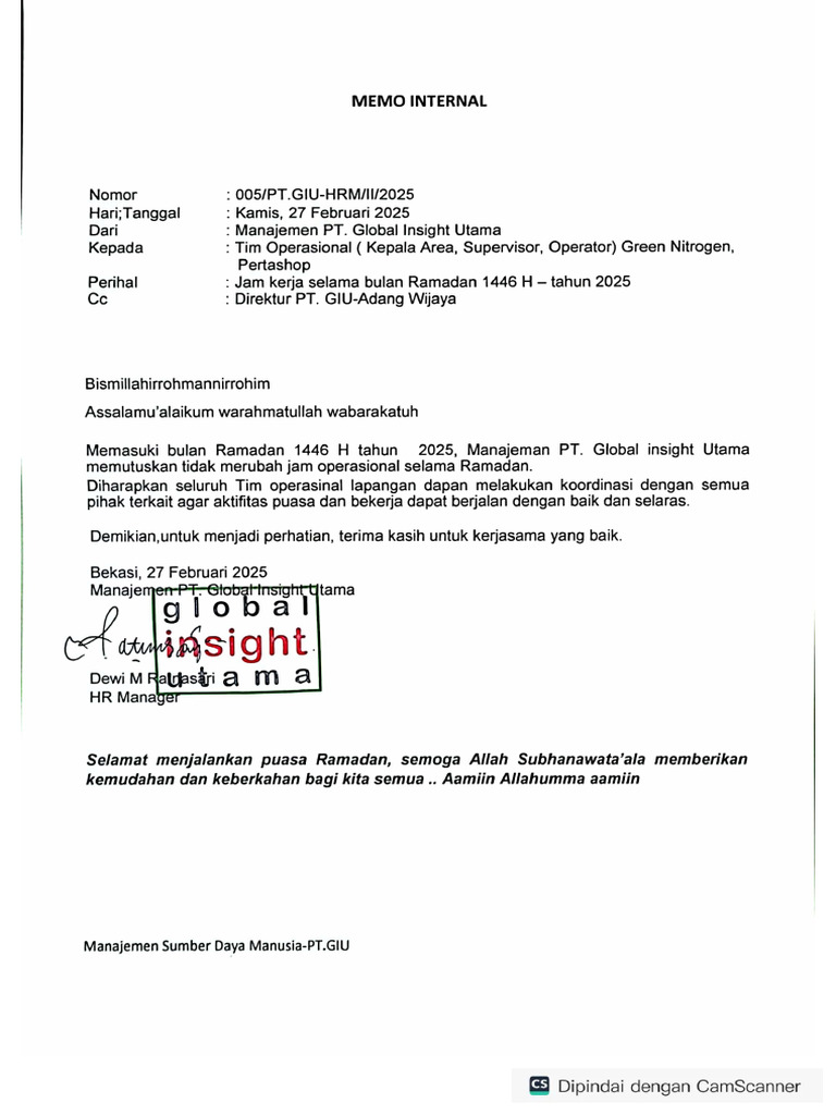 Memo Edaran Ramadhan 2025 | PDF