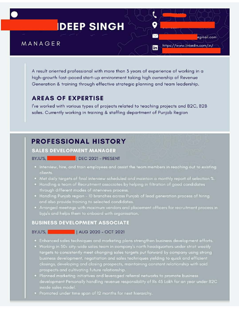 Day 5 Learning Resume Sample 2 | PDF