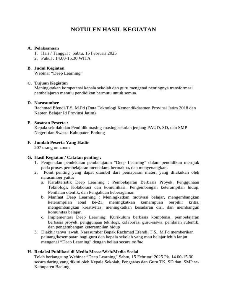 Notulen Hasil Kegiatan | PDF
