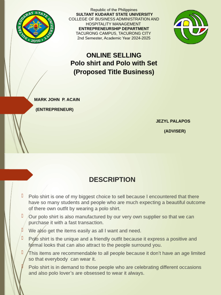 Acain Mark John Presentation | PDF | Clothing