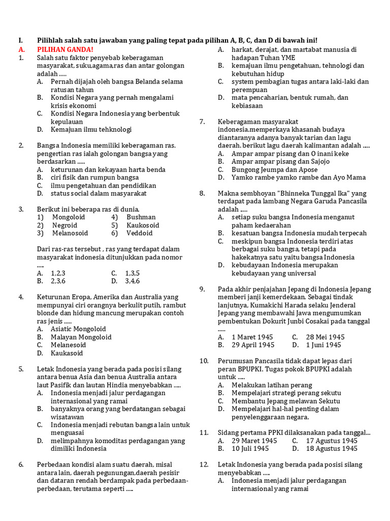 LATIHAN SOAL SAS PENDIDIKAN PANCASILA KELAS VII.docx | PDF
