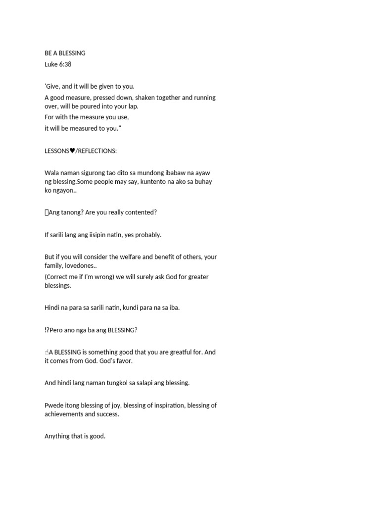 Be A Blessing | PDF