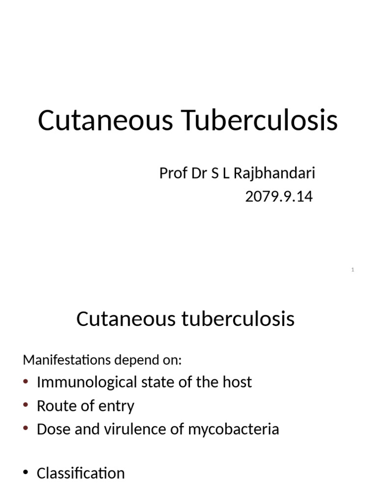 Cutaneous Tuberculosis Overview | PDF | Tuberculosis | Medical Specialties