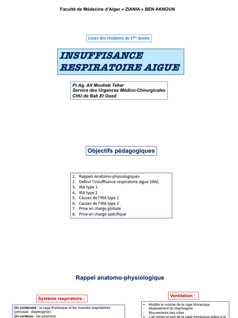 Insuffisance Respiratoire Aiguë: Guide Complet | PDF | Respiration ...