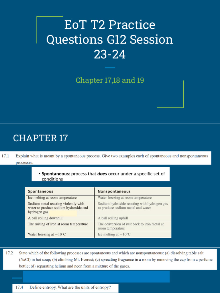 Eot T2 Practice Questions G12 Session 23-24: Chapter 17,18 and 19 | PDF