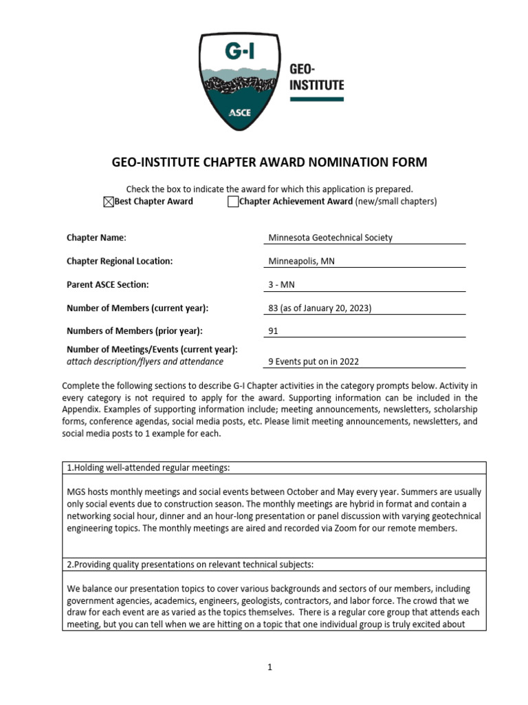 GI Chapter Award Nomination | PDF