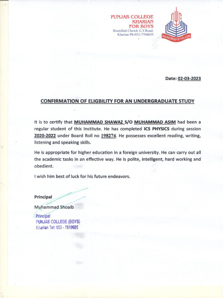 Confirmation of Eligbility Letter | PDF