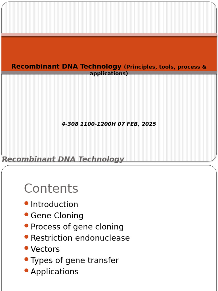Recombinant DNA Technology (Principles, Tools | PDF | Molecular Cloning | Plasmid