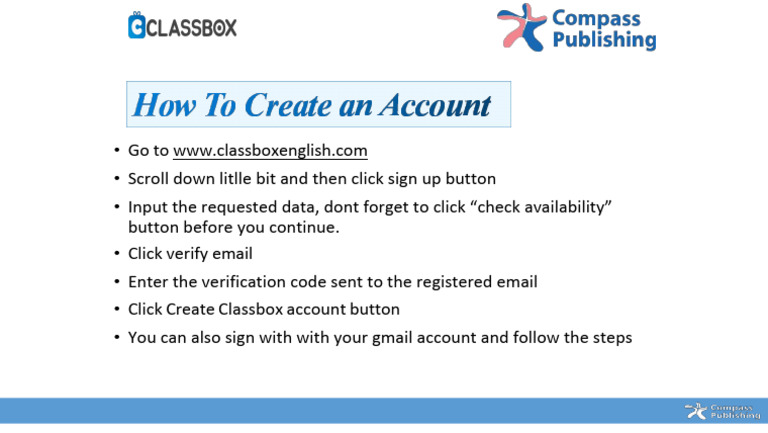 How To Create Classbox Account | PDF