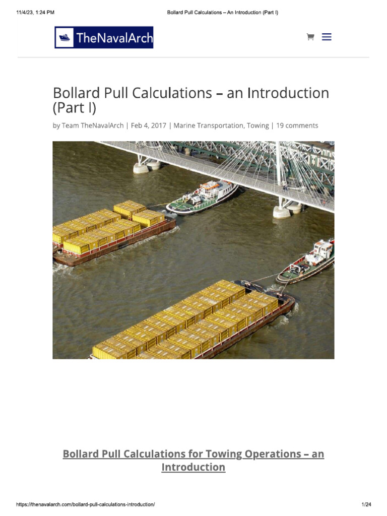 Bollard Pull Calculations - Profile Part1 | PDF