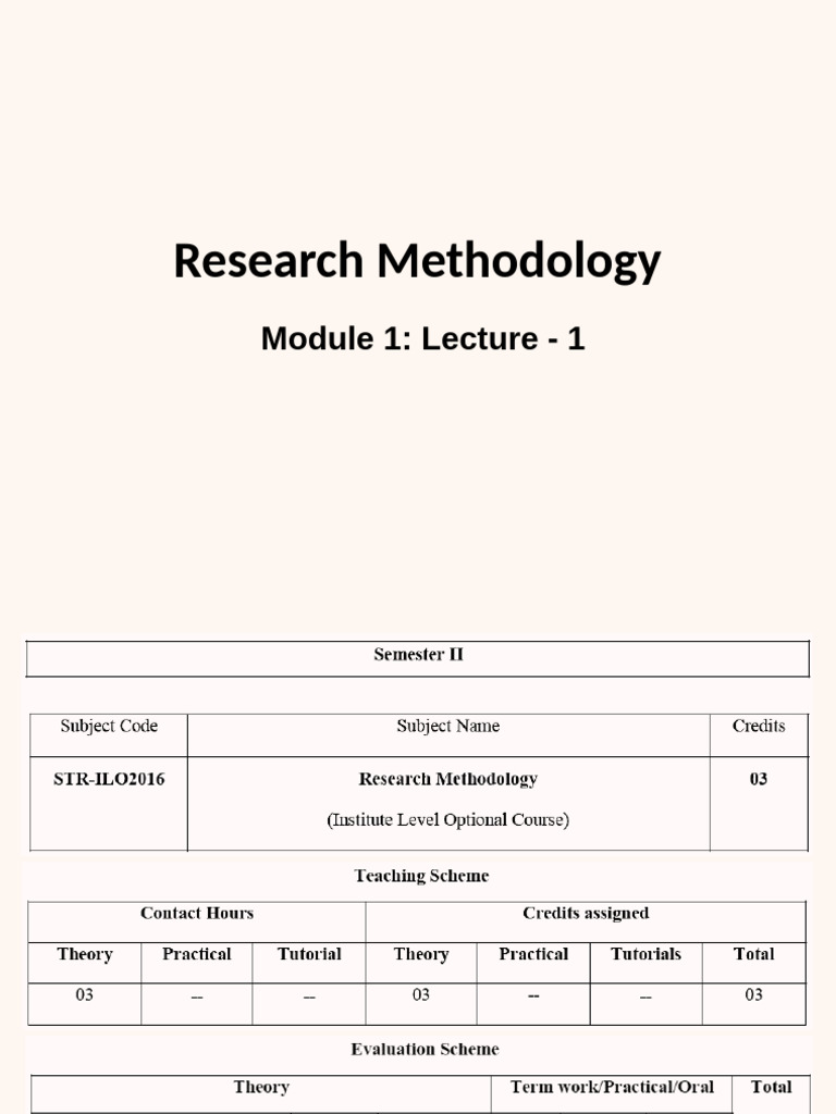 RM - Module-1 Lecture 1 | PDF | Hypothesis | Theorem