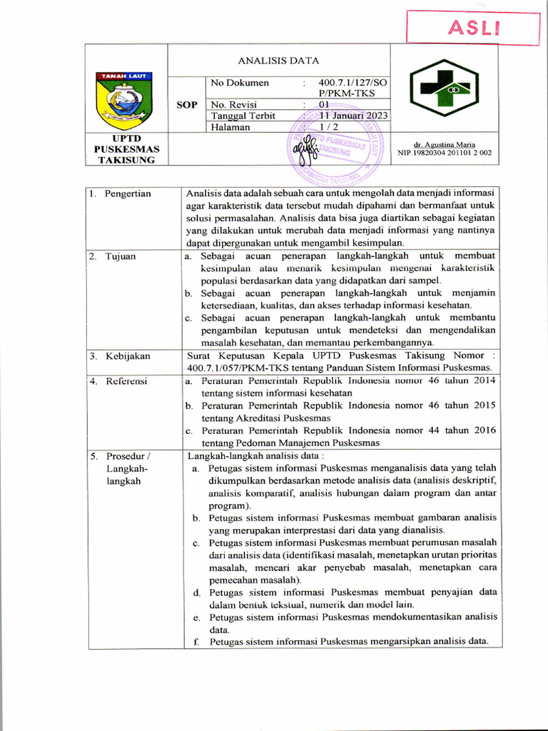 Sop Analisis Data | PDF