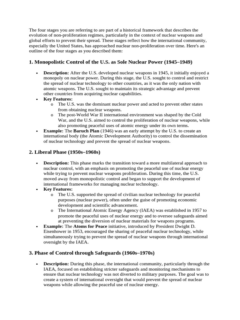 4 Stages of Non-Proliferation | PDF | Nuclear Proliferation | International Atomic Energy Agency