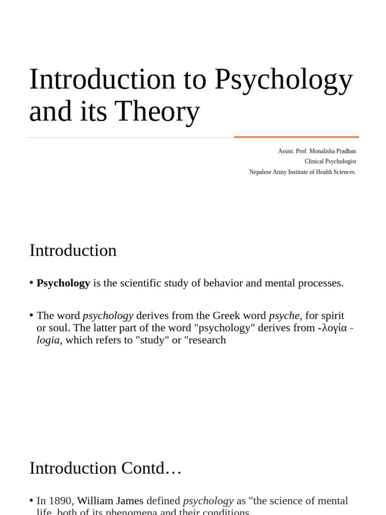 Overview of Psychology and Its Theories | PDF | Psychology ...