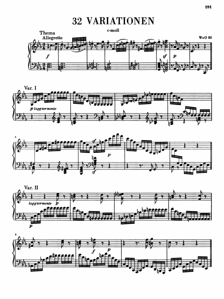 Beethoven 32 Variations On An Original Theme in C Minor, WoO 80 (Henle ...