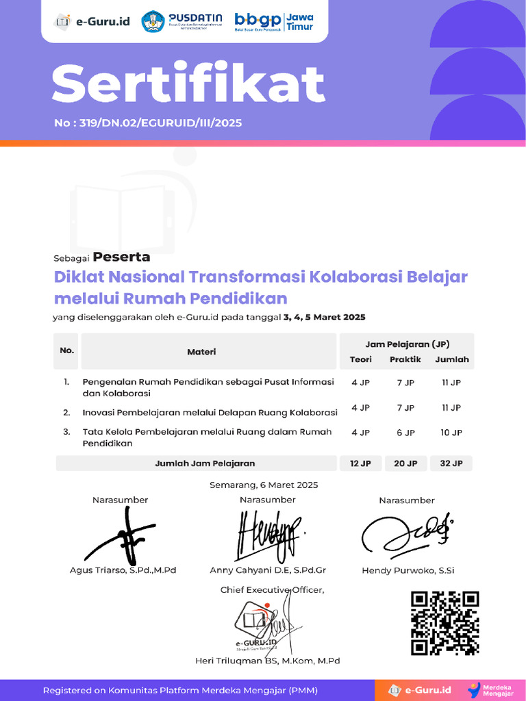 Hj. Patimah Sertifikat Rumah Pendidikan | PDF